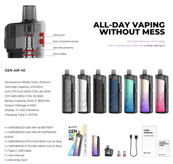 Vaporesso GEN AIR 40W 1800mah - www.erevolucija.com